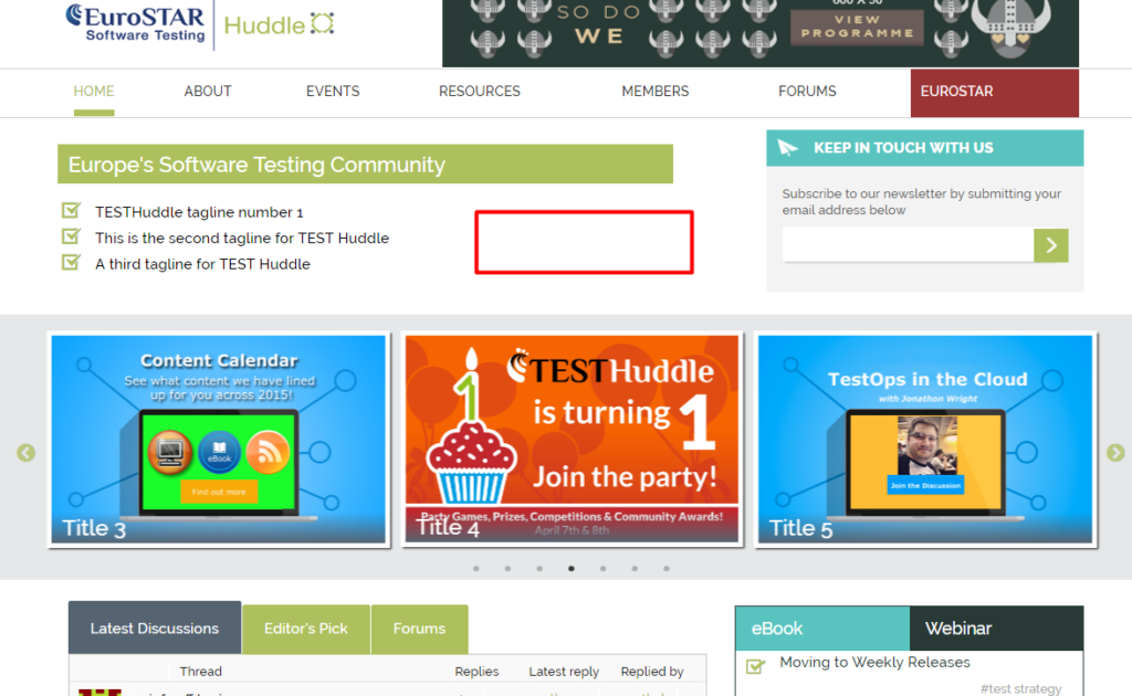 Test Huddle Homepage Eurostar Huddle